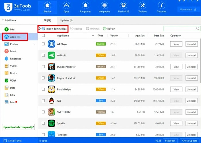 Install IPA files with 3uTools